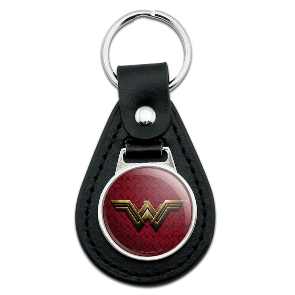Black Leather Justice League Movie Wonder Woman Logo Keychain - Walmart.com