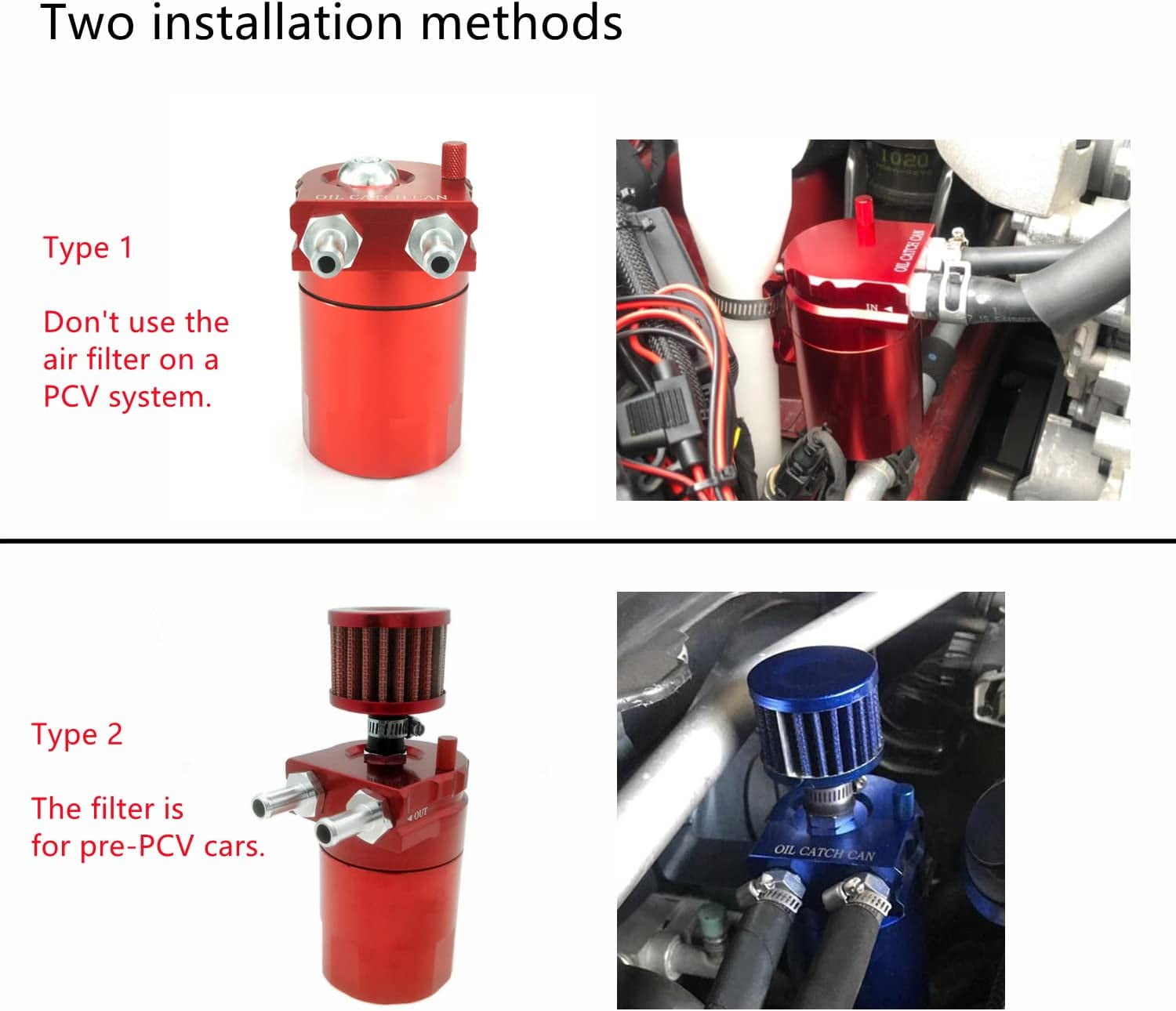 Universal Aluminum Baffled Oil Catch Can Reservoir Tank Cans Breather ...