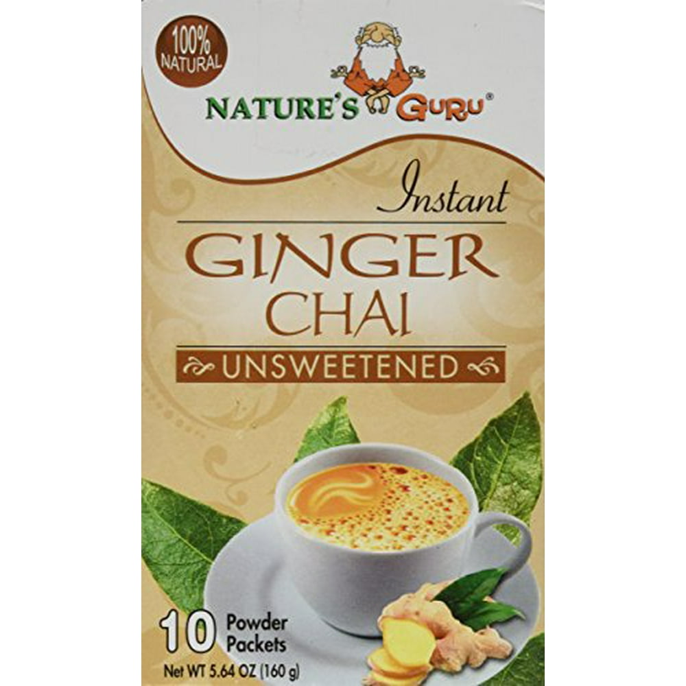 Nature's Guru Instant Ginger Chai Unsweetened, 10-count (Pack of 1 ...