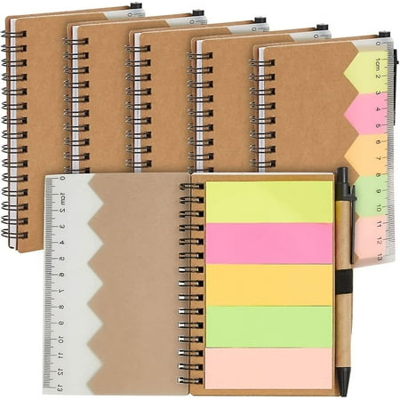 Juvale Mini Kraft Spiral Notepad With Pen And Sticky Notes For Pocket ...