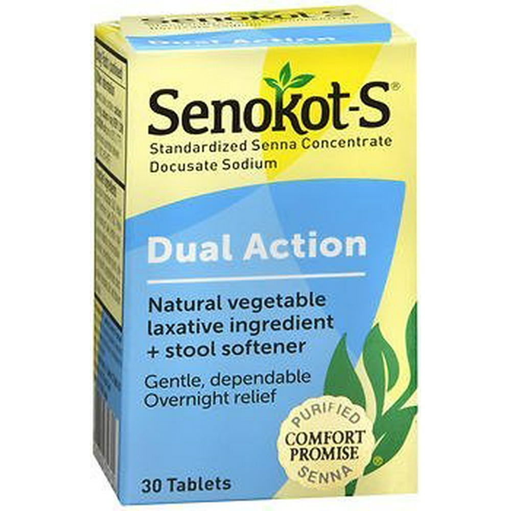 Senokot-S Natural Vegetable Laxative Ingredient Tablets Plus Stool ...