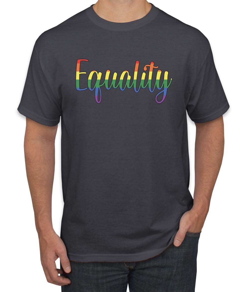 Equality Script Rainbow LGBT Pride Men's Graphic T-Shirt, Charcoal ...