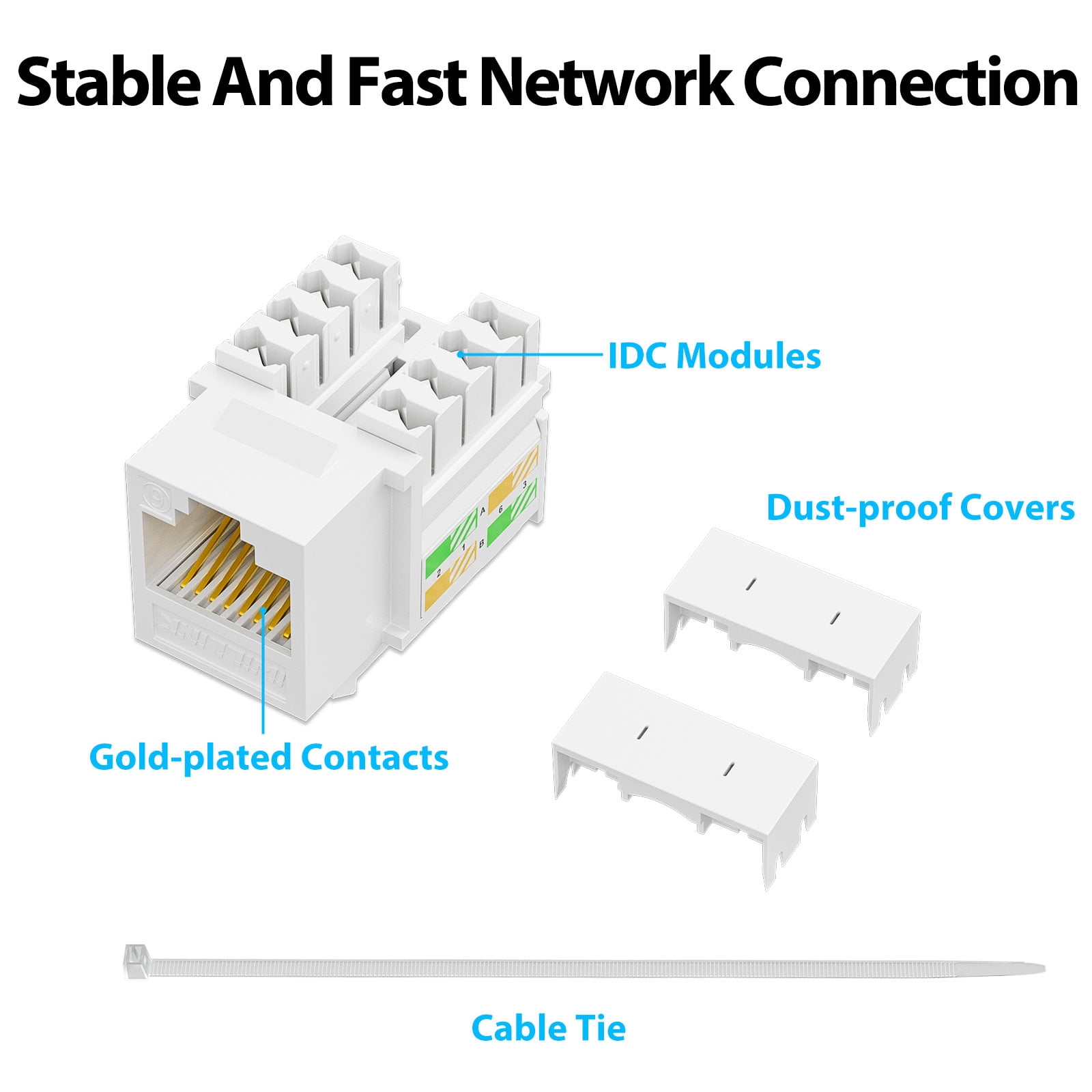 Ethernet Keystone Iwillink Cat6 Keystone Jacks 25-Pack - 10Gbps RJ45 ...