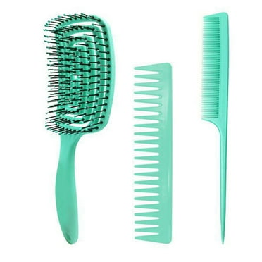 Detangle Hair Brush Comb Set for Adults Kids Kinky Curly Wavy Wet Dry ...