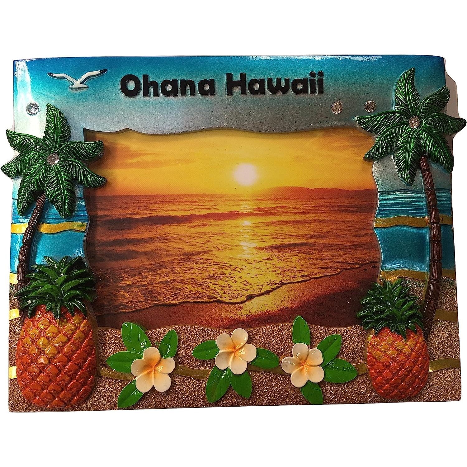 “Ohana Hawaii” Ocean Beach Polyresin 5”x7” Hawaiian Picture Frame w ...