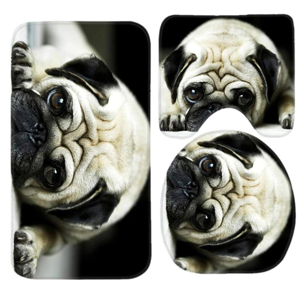 GOHAO Pug Dog Off-White Flannel Bath Rugs, 3' x 2' (3 Pieces) - Walmart.com