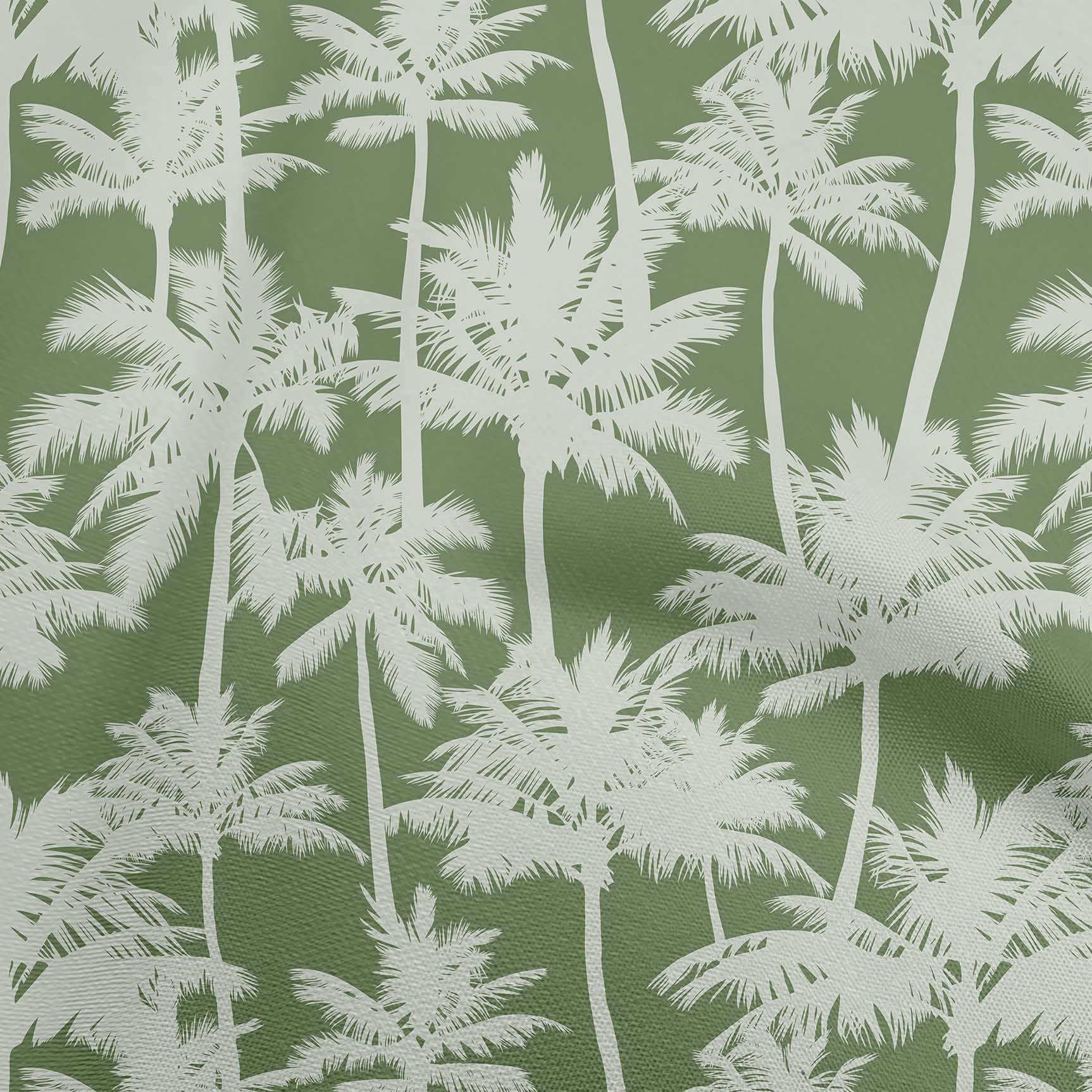 oneOone Viscose Jersey Light Green Fabric Coconut Tree & Leaf Sewing ...