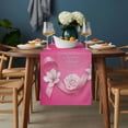 Pink Flower Cotton Linen Table Runner Ribbons Caring For Breast Cancer ...