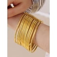 6pcs Gold-Tone Stackable Bangle Bracelets, Minimalist Vintage Style ...