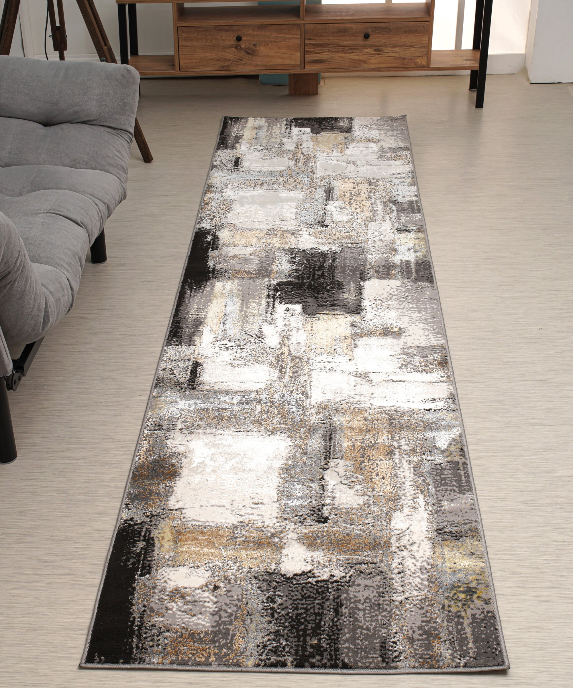 La Dole Rugs Cream Copper Gold Grey Metalic Rustic Abstract Patches ...