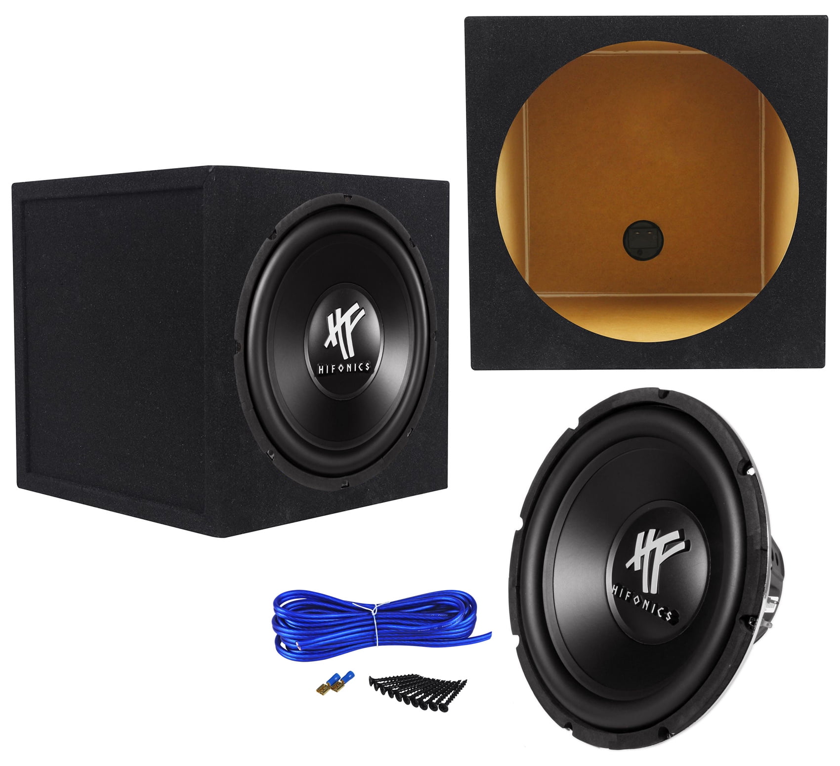 Hifonics HFX12D4 12" 800 Watt Dual 4-Ohm Car Subwoofer+Sealed Sub Box ...