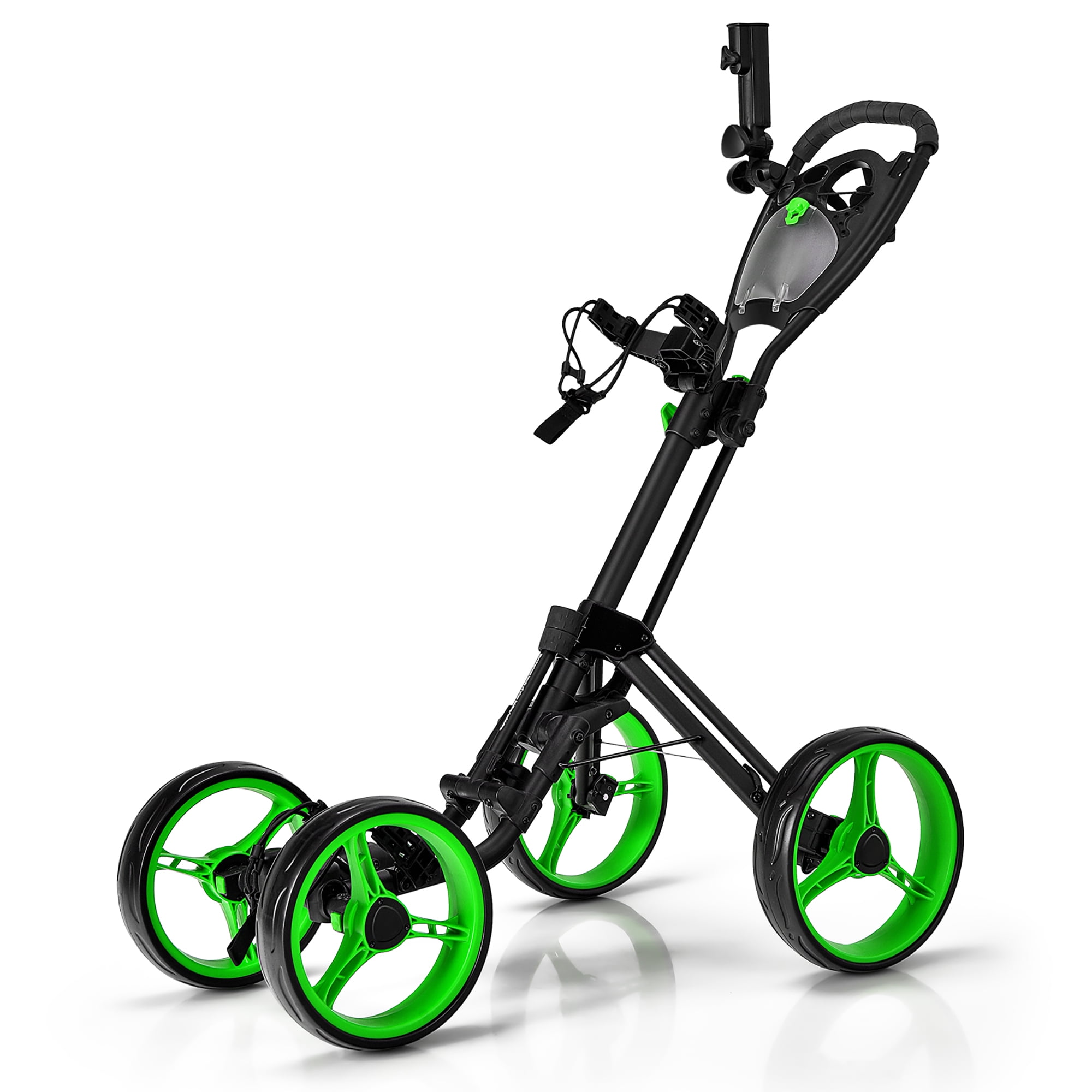 Goplus Folding 4 Wheels Golf Push Cart W/Brake Scoreboard Adjustable ...