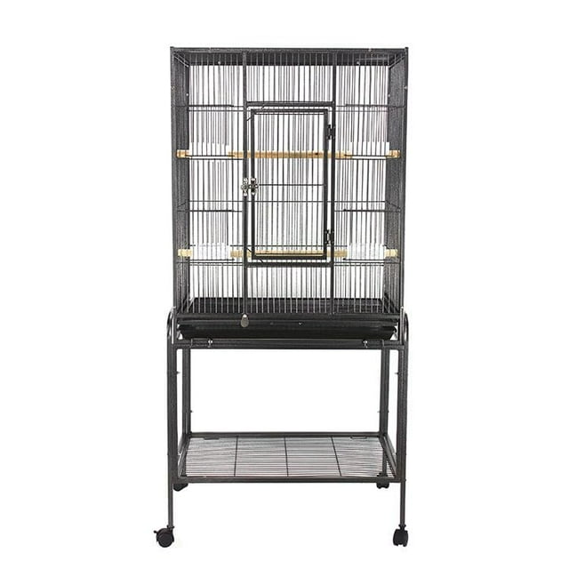 Bird Cage - Spacious 135x64x42.3cm Metal Aviary with Wheels - Black ...
