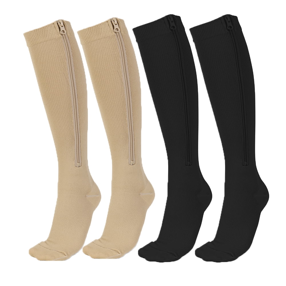 Compression Stockings Closed Toe Knee Length Zipper Compression Socks ...