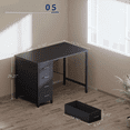 32 Inch Vintage Casual Computer Desk with 4 Fabric-Covered Drawers ...