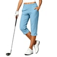 Bloomae Capri Pants for Women Summer Button Decor Elastic High Waist ...