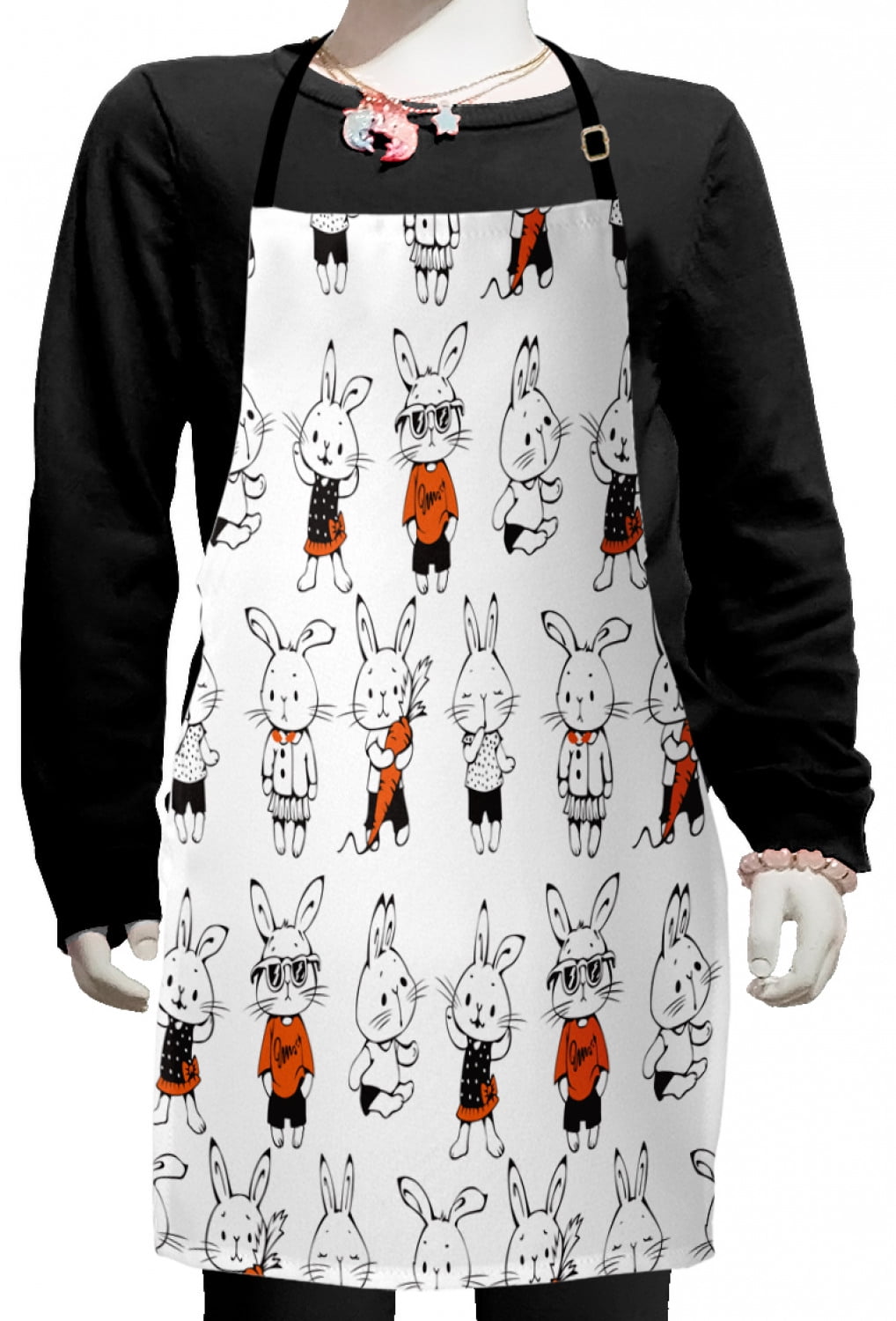 Funny Kids Apron, Retro Bunny Rabbits with Costumes Jack Hare Funky ...