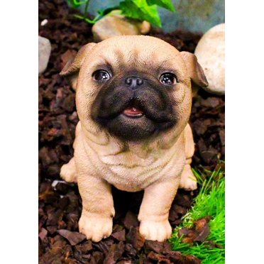 Ebros Decorative Large Realistic Fawn Pug Dog Statue, Fine Pedigree ...