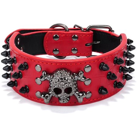 HEIBINLeather 3 Row Bullet Rivets Studded Leather Skull Cool for Medium ...
