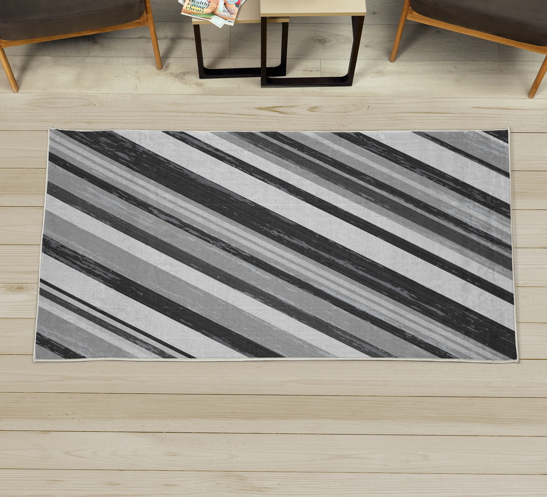 Vintage Decorative Rug, Diagonal Stripes on Old Aged Design Grungy ...