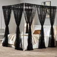 4 Corner Bed Canopy Curtain, Double Layer Lace Mosquito Net, 8-Piece ...