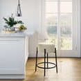 Isaac Modern Backless Bar Stool with Round Soft Padded Boucle Seat and ...
