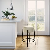 Isaac Modern Backless Bar Stool with Round Soft Padded Boucle Seat and ...