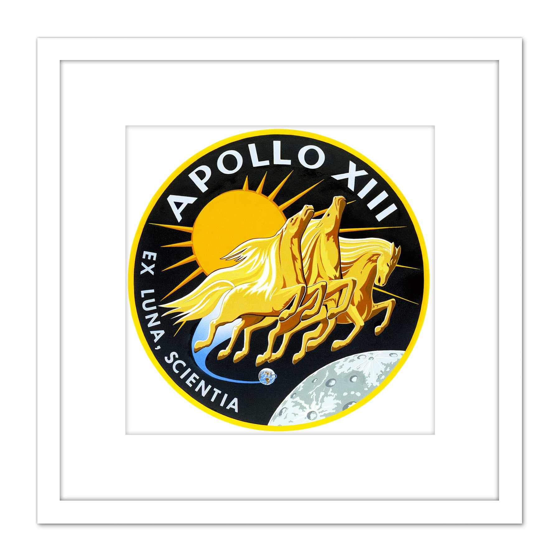Space NASA Apollo 13 Mission Emblem Badge Patch 8X8 Inch Square Wooden ...