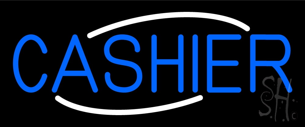 Cashier LED Neon Sign 6 x 15 - inches, Clear Edge Cut Acrylic Backing ...