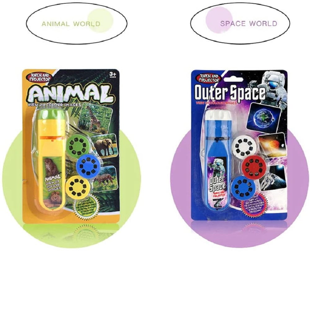 Mini Projection Flashlight,2 Pieces Children Projector Lighting Torches ...