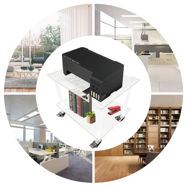 Under Desk 2-Tier Printer Stand Mobile Cart Printer Rack W/Wheel Fixe ...