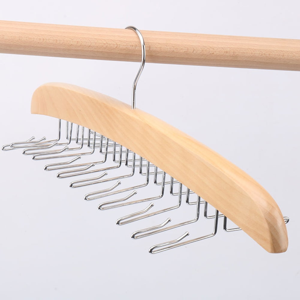 Hanging Tie Holder Organizer Rack,Wooden Tie Hanger with Hooks for ...