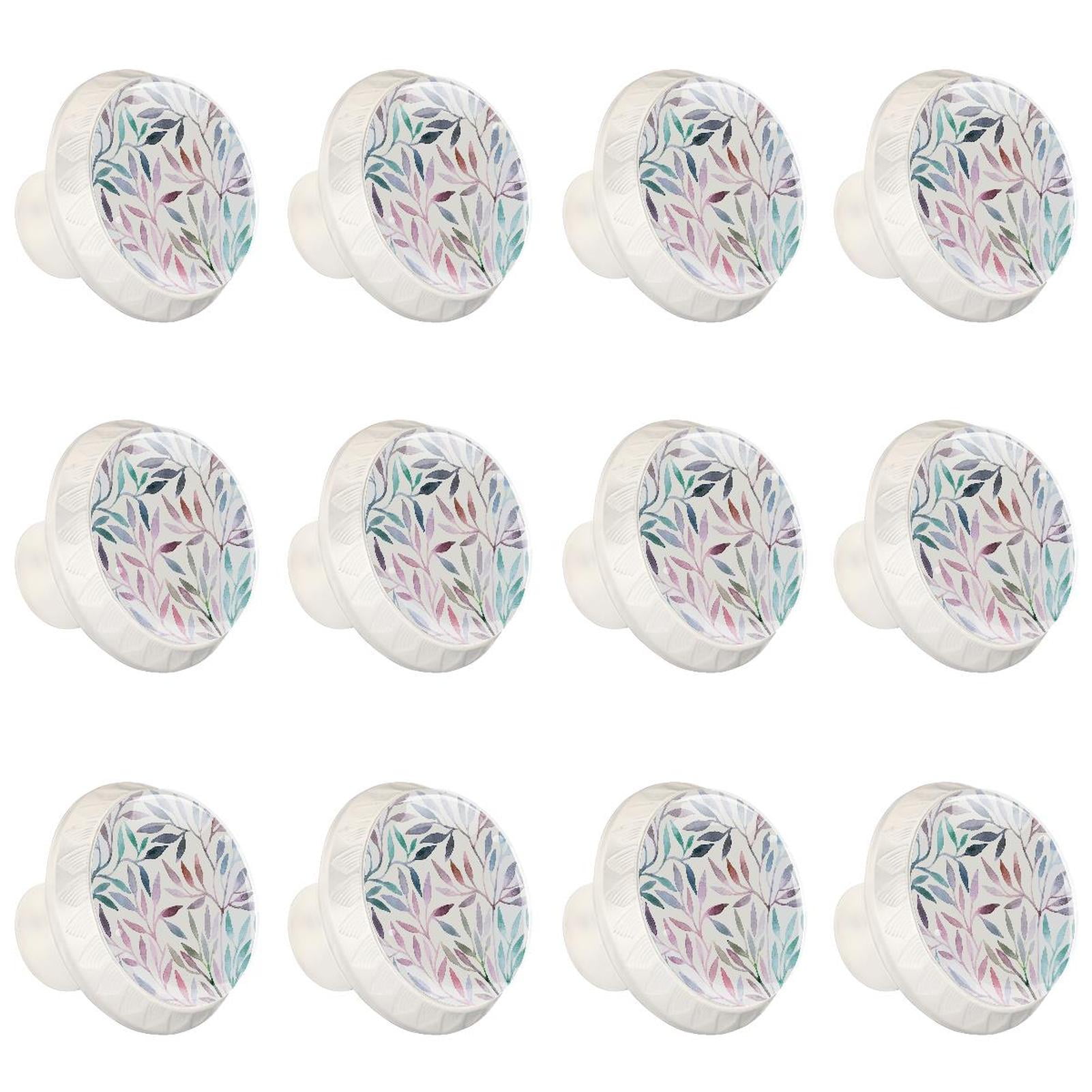 12 Pcs Watercolor Leaves Knobs for Kitchen Cabinet Cupboard Dresser ...