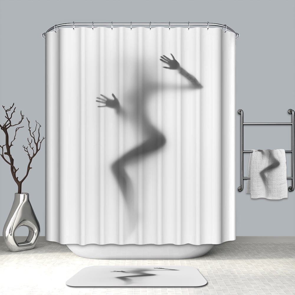 Shadow Fabric Shower Curtain With 12 Hooks Sexy Girl Hand Long Legs