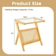 Costway Rattan Side Table, Bamboo Nightstand with Glass Top, Magazine ...