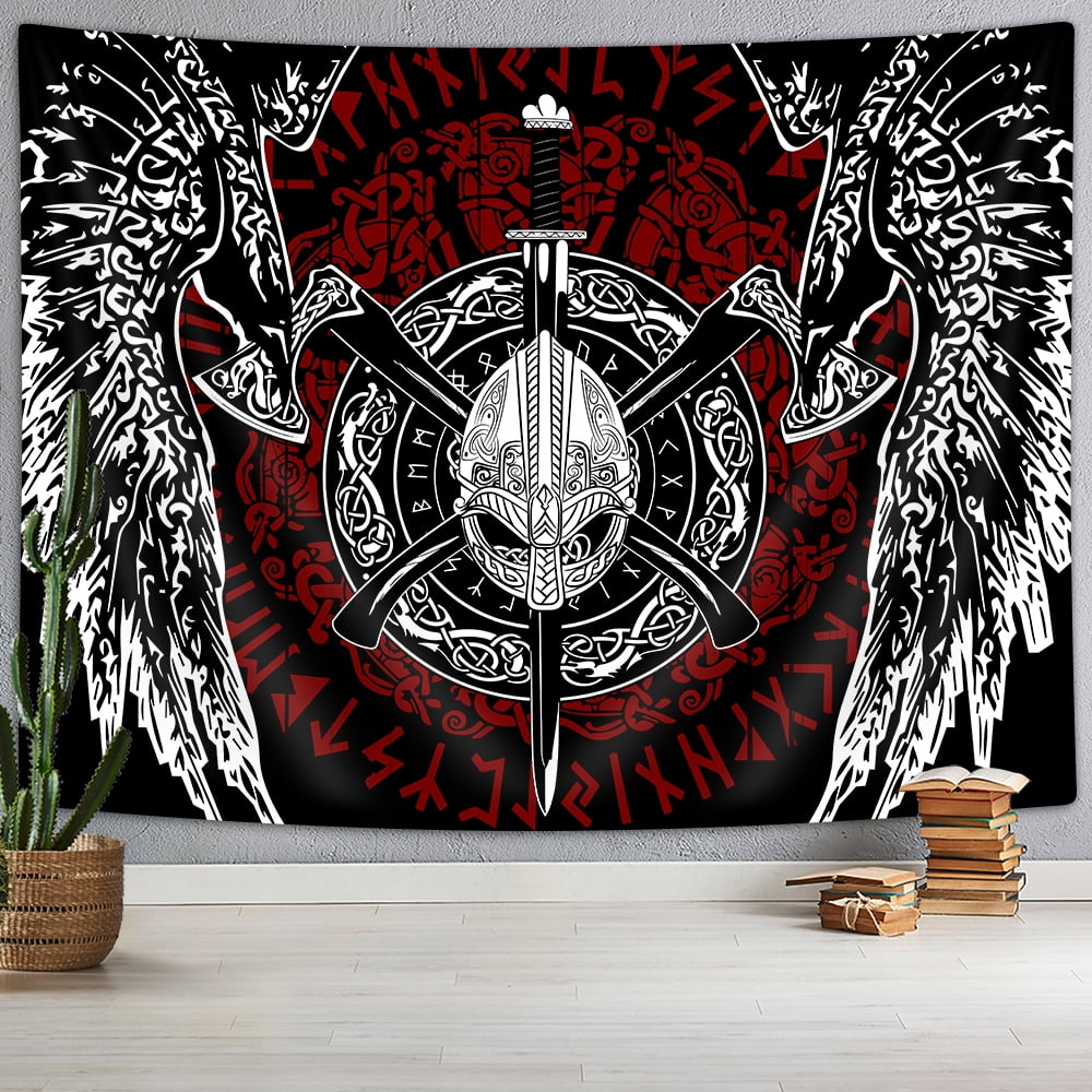 Viking Tapestry, Cool Odins Ravens Axe Norse Viking Tapestry Wall ...