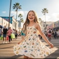 Girls Sleeveless Twirl Dress All Over Bird Dinosaur Nature Western ...