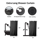 Evideco Extra Long Shower Curtain Polyester Hook Less Cubic 79"L x 71"W ...