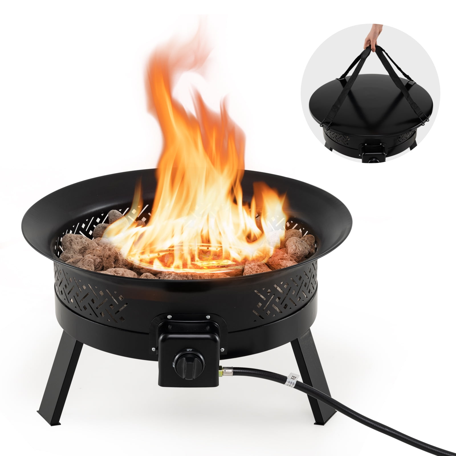 Click here for Gymax 24.5 Inch Portable Propane Fire Pit W/Carry... prices