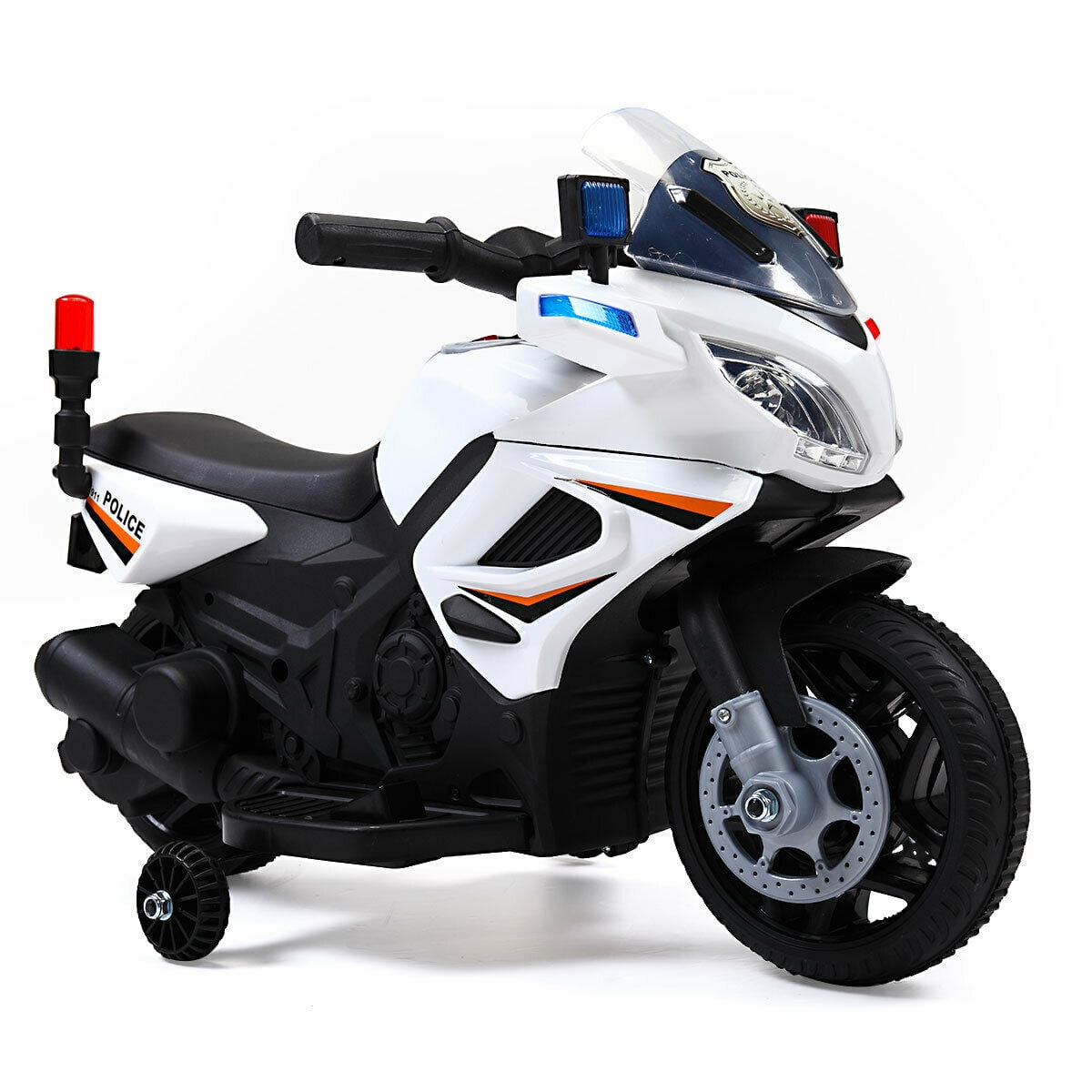 Veryke Kids 6V Battery Powered 4 Wheels Ride on Motorcycle Toy for Children Boys & Girls, White ...