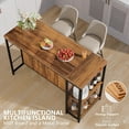 55" Kitchen Island with Seating & Storage, Farmhouse Island Table with ...