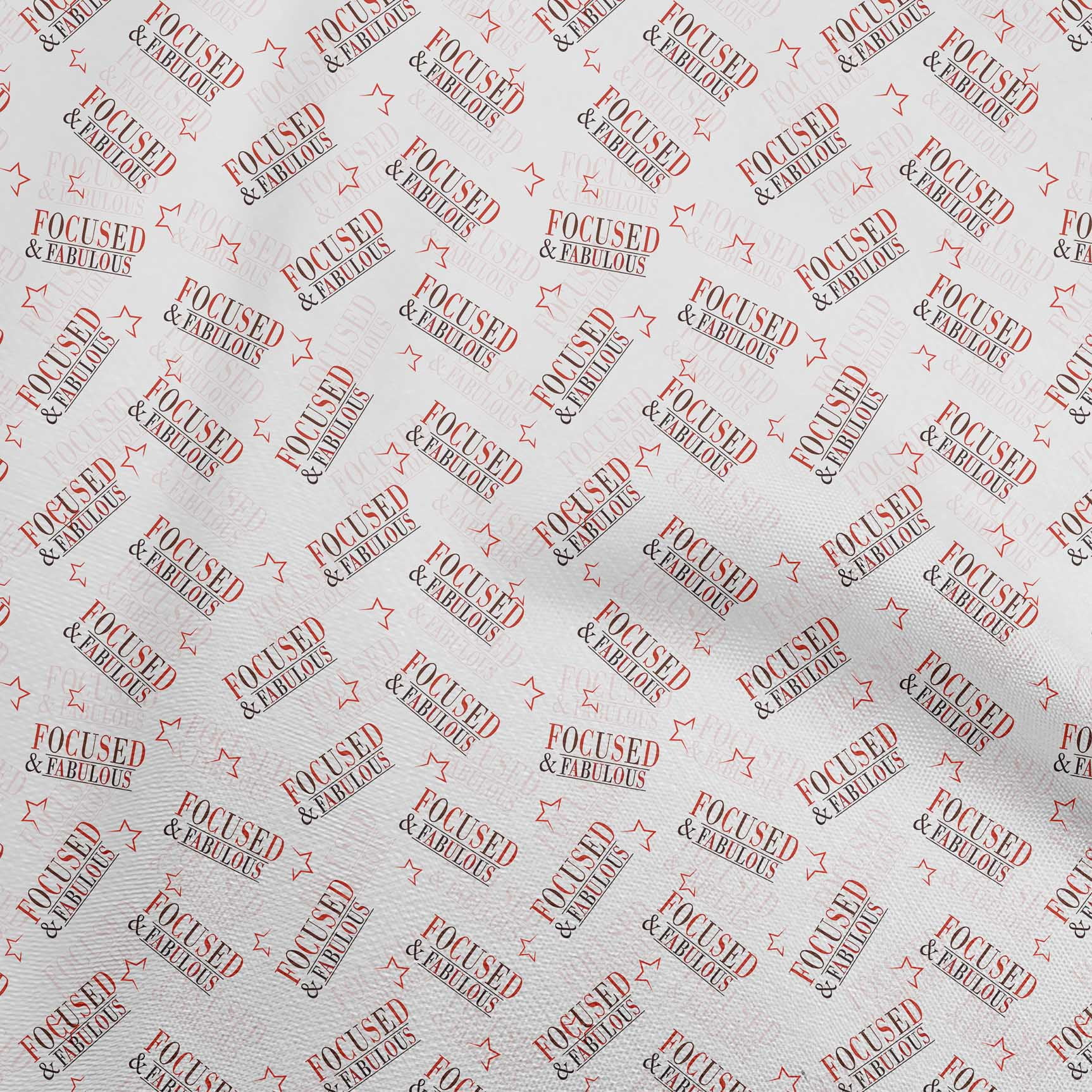 oneOone Cotton Cambric Red Fabric Text Sewing Material Print Fabric By ...