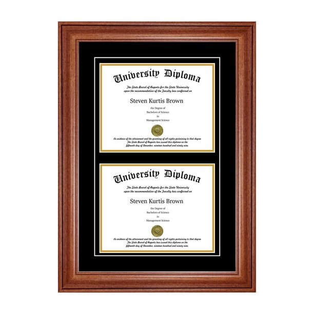 Double Diploma Frame with Double Matting for 14" x 11" Tall Diploma ...