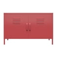 Pemberly Row 2-Door Contemporary Metal Locker Accent Cabinet in Red ...