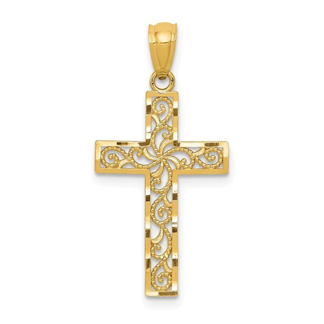 Finest Gold 14K Yellow Gold Cross Pendant - Walmart.com