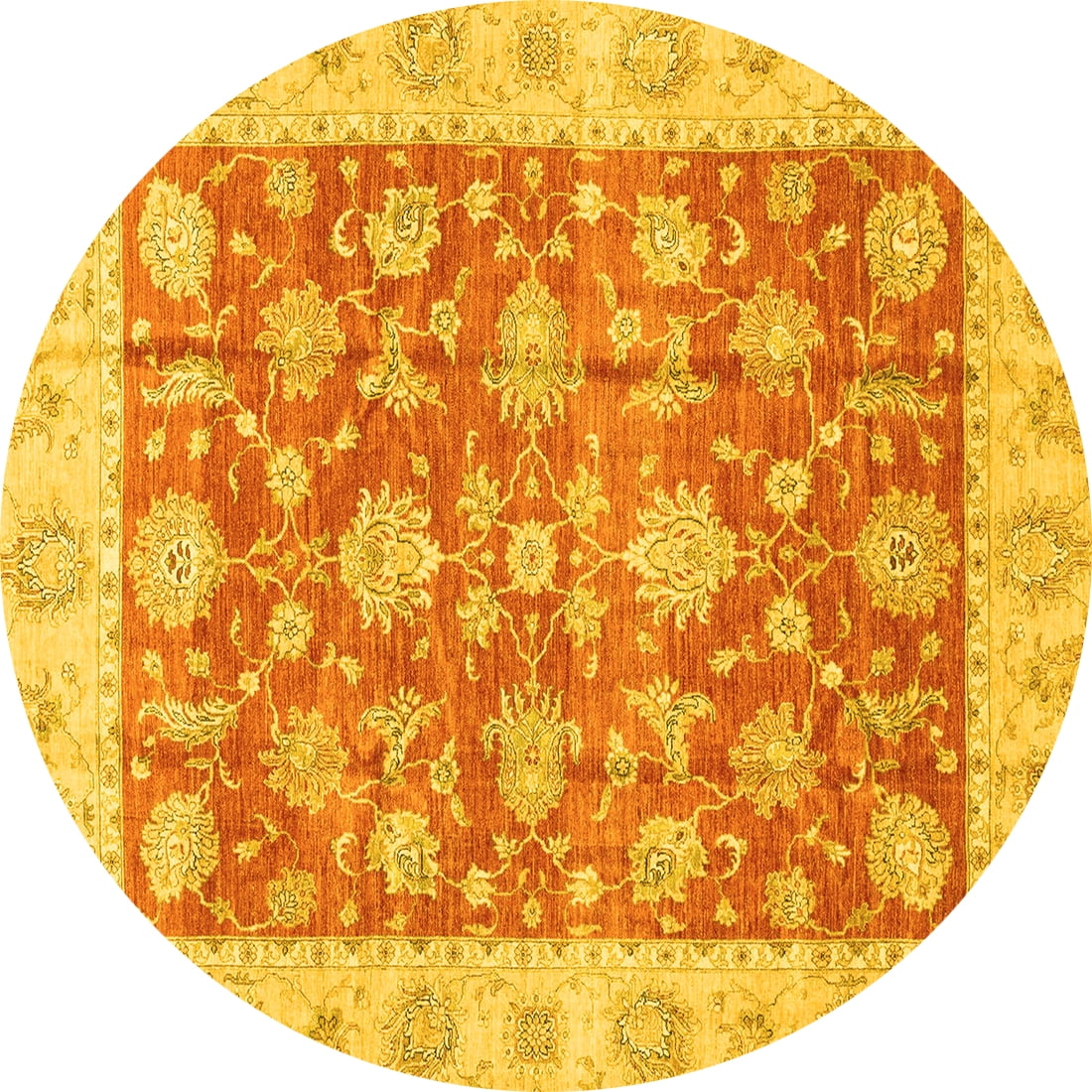 Ahgly Company Indoor Round Abstract Yellow Modern Area Rugs, 6' Round ...