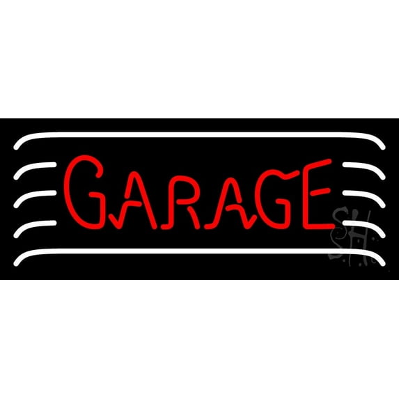 Red Garage Block LED Neon Sign 13 x 32 - inches, Clear Edge Cut Acrylic ...