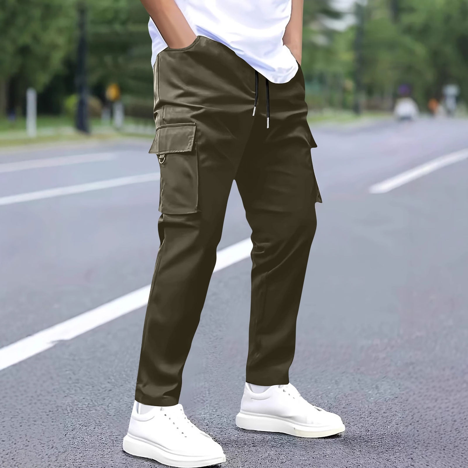 Click here for Zmfxjpe Drawstring Pants Men Tactical Cargo Pants... prices