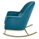 MoDRN Glam Velvet Rocking Chair with Lumbar Pillow, Teal/Satin Brass ...