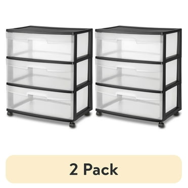 (2 pack) Sterilite Storage Drawer, 3 Drawer Wide Plastic Storage Cart ...